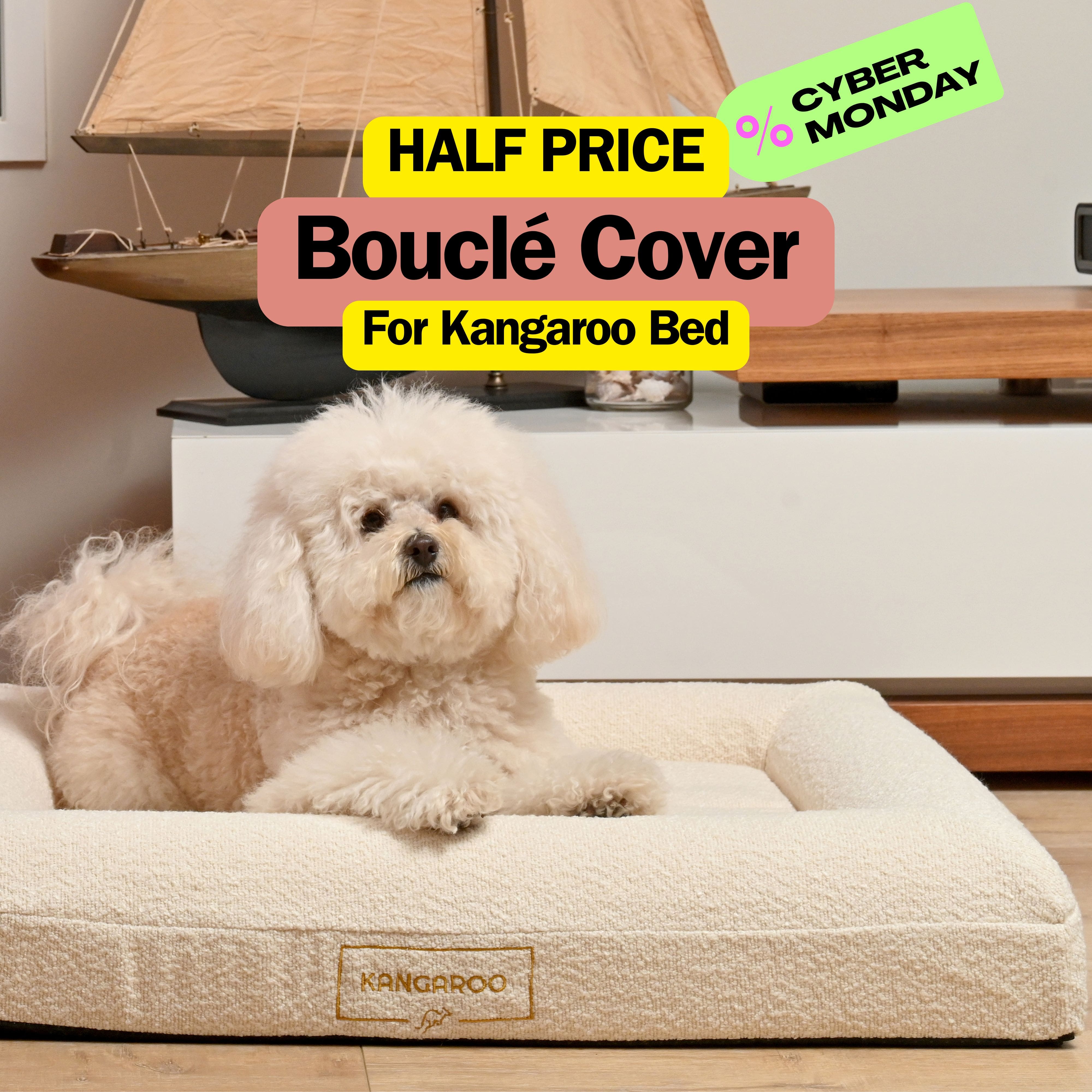 Bouclé Cover for Kangaroo Bed - Orthopaedic memory foam dog bed